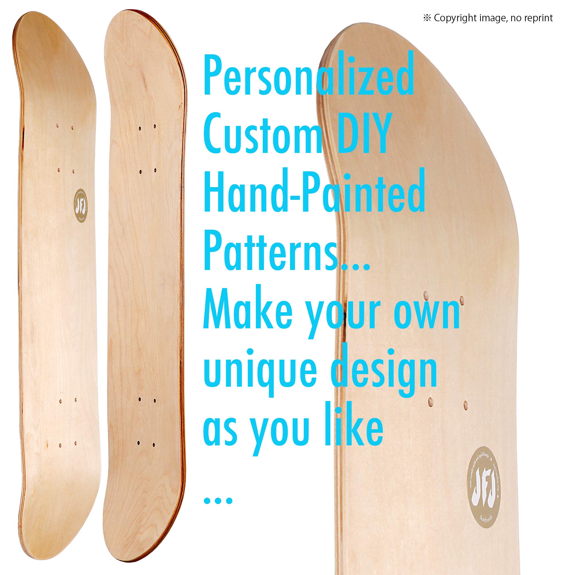 JFJ Maple Skateboard Decks Double Tail Skateboard Light Decks Free Skateboard Grip Tape (Wood, 2 PCS)