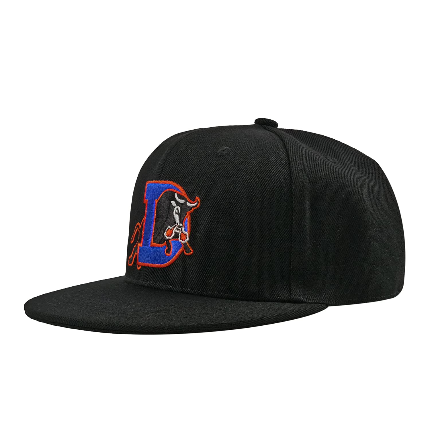 Kaleid Durham Bull Baseball Cap Sports Outdoors Hat Adjustable Hip Hop Rap Snapback Hat Embroidered Black, 7-7 5/8