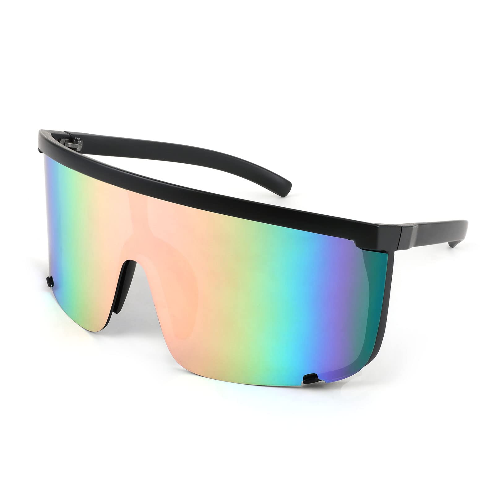 Karsaer Vision Shield Sunglasses for Men Women Oversized Neon 80s 90s Visor Shades Sports Style Outdoor Cycling Ski