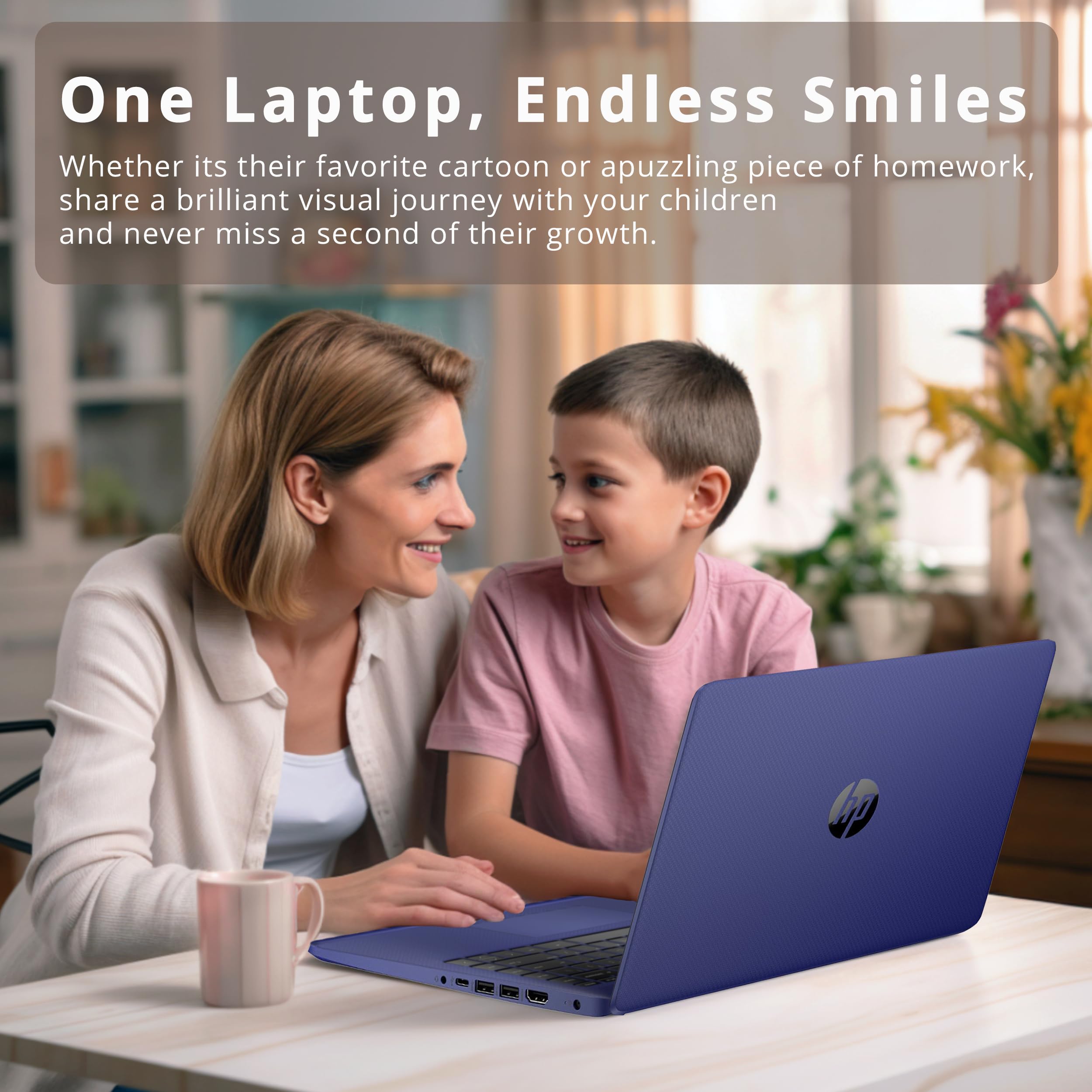 HP Stream 14" HD BrightView Laptop, Intel Celeron N4000, 16GB RAM, 64GB SSD, Intel HD Graphics, 720p Webcam, Blue, Win 11, 128GB USB Card (Renewed)