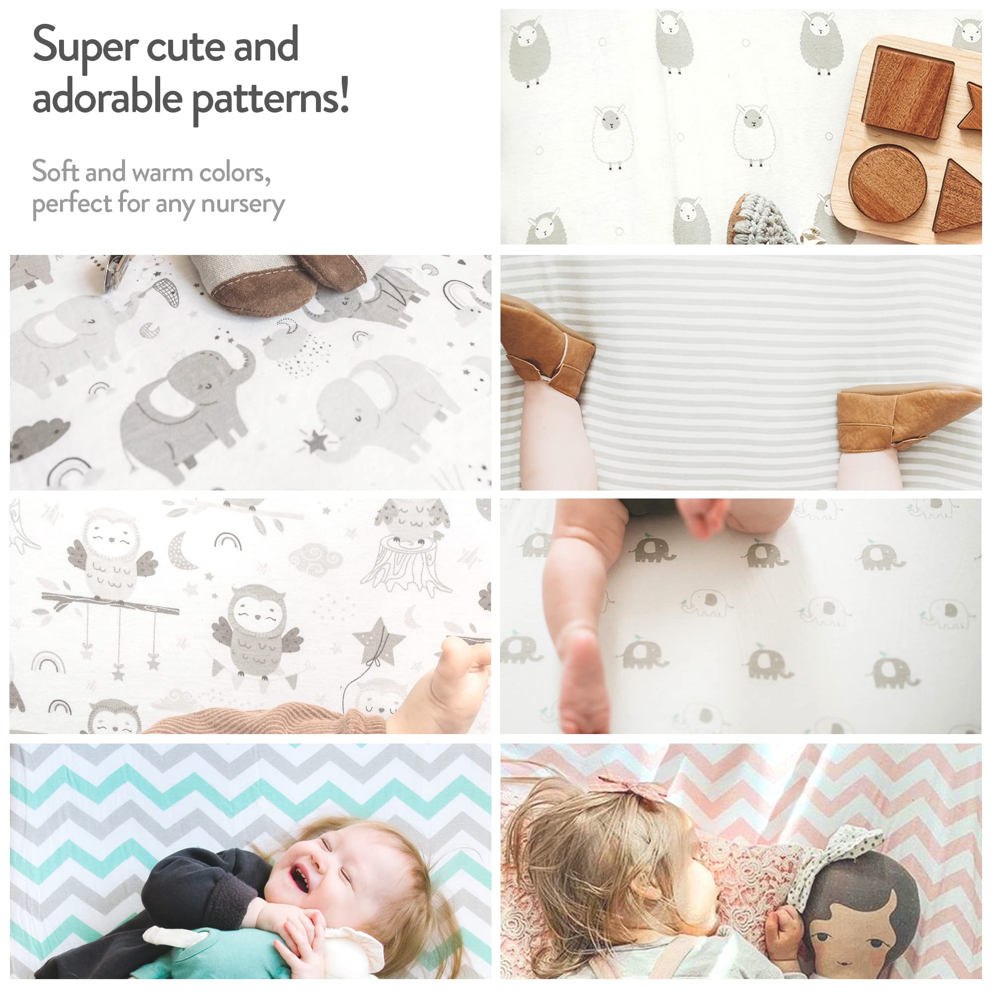Joey + Joan Bassinet Fitted Sheets 19" x 32" for Cowiewie Bedside Sleeper Bassinet Mattress Pad β Snuggly Soft 100% Jersey Cotton β Grey, Mint β 2 Pack