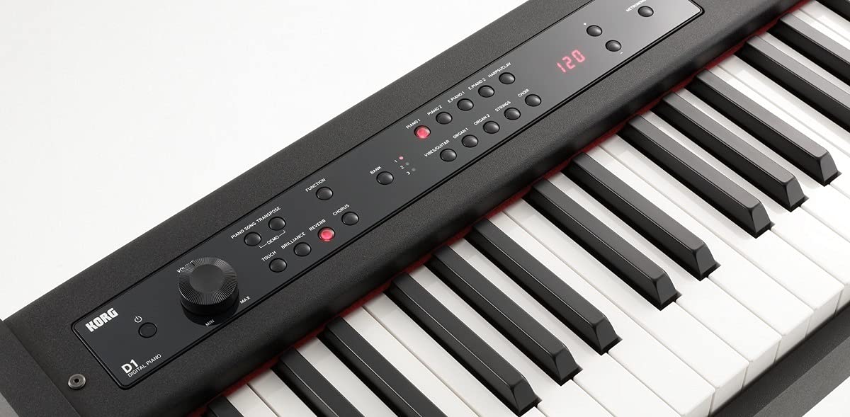 Korg D1 88-Key Digital Piano Bundle with Keyboard Bench, X Keyboard Stand, and Cables (2-Pack) (5 Items)