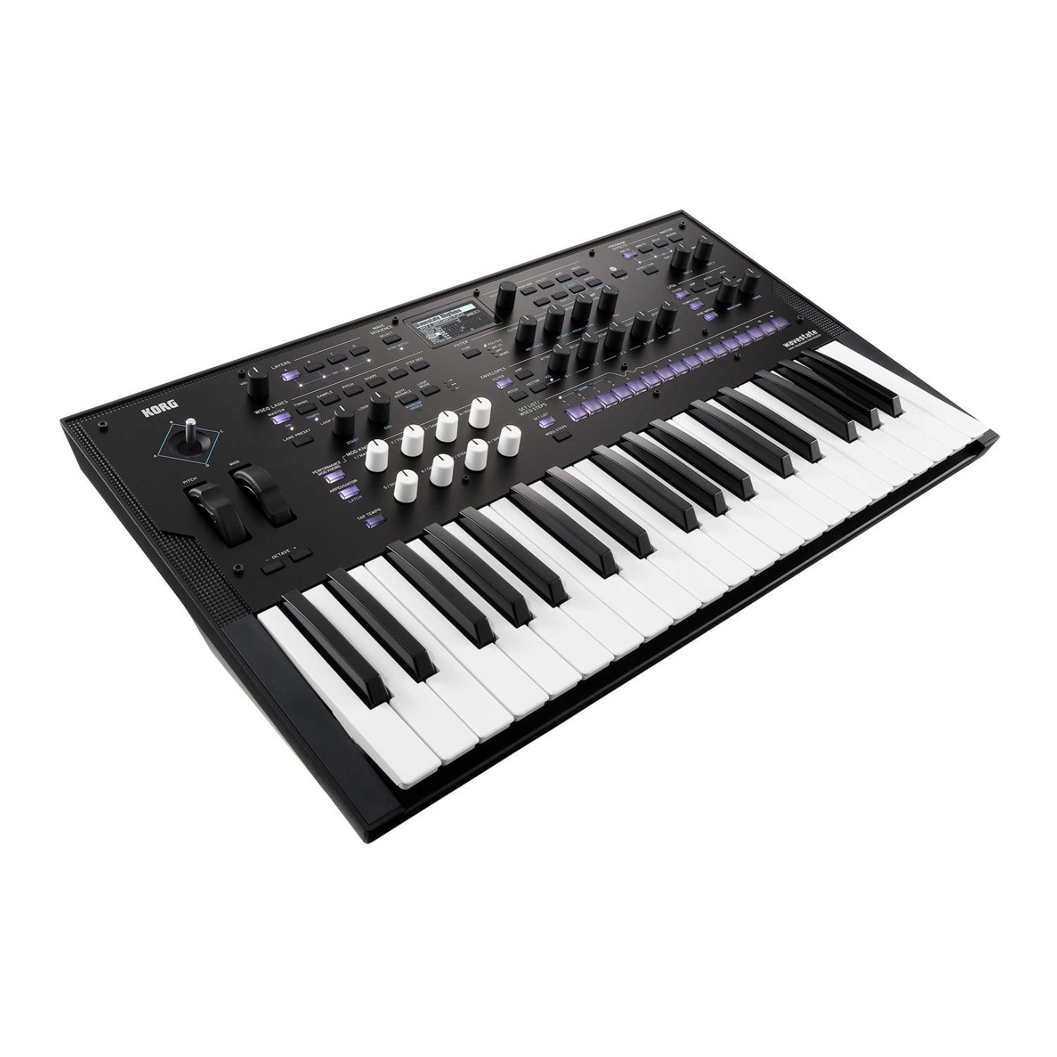 Korg Wavestate Wave Sequencing 37-Key Digital Synthesizer Bundle with Sustain Pedal, 1/4-Inch TRS Cables (2-Pack), and 4-Port USB 3.0 Hub (5 Items)