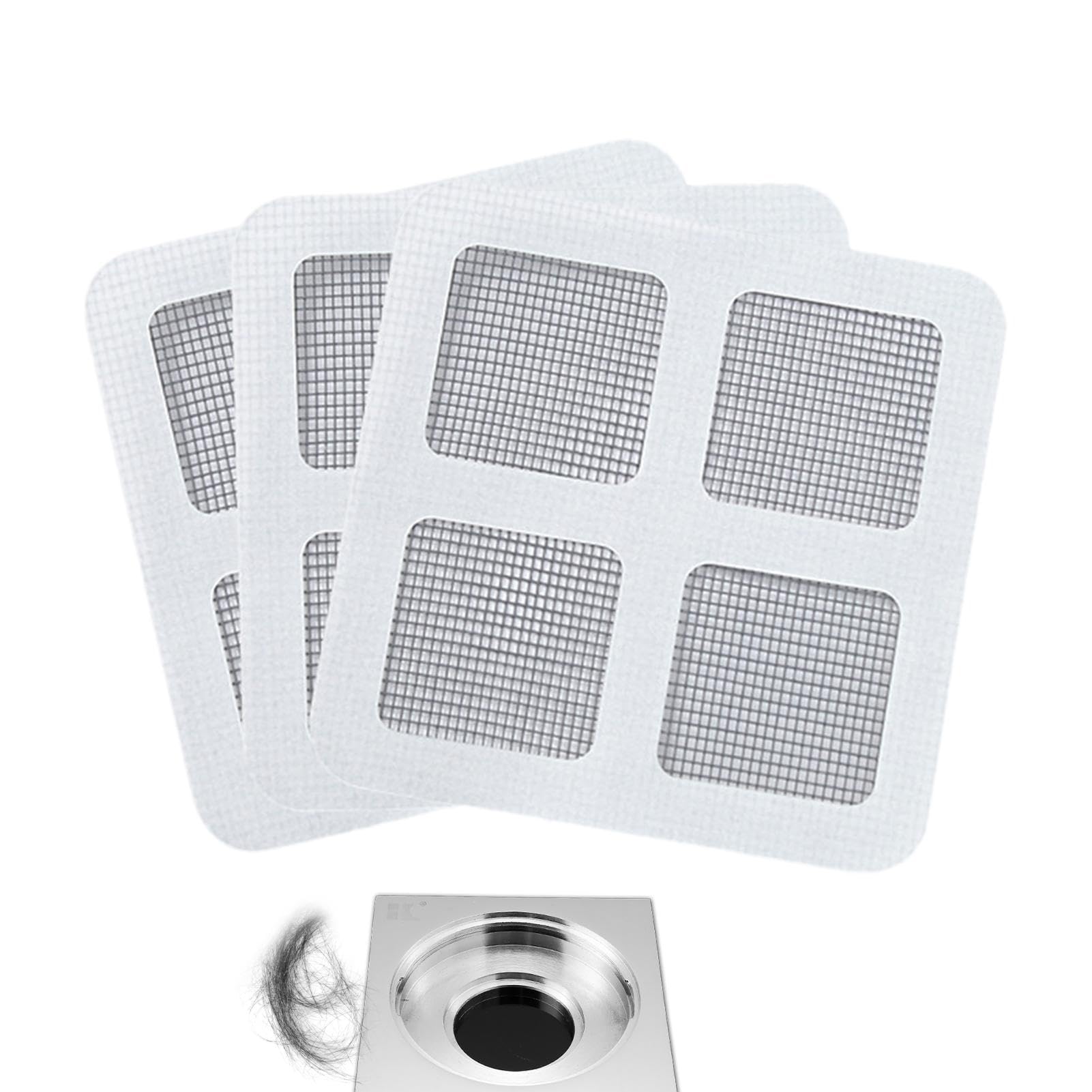 Shower Drain Sticker - Hair Guard Sewer, Floor Drain Mesh | 3 Bathtub Strainer Hair Catcher Patches, Disposablle Prevent Clogged Drains Filter Screen, Kitchen Sink Strainer Stopper for Trash