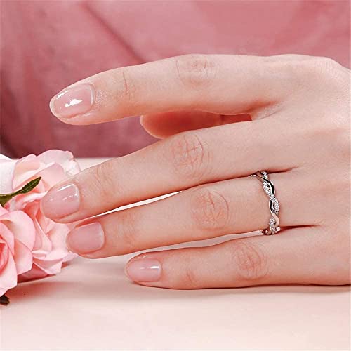 Jeulia Moissanite Twist Round Cut Gold Band for Engagement Anniversary Eternity Promise Wedding Band Ring Set With Jewelry Box (Sterling Silver, 7.5)