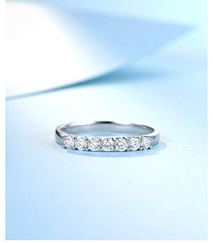 KnBoB Wedding Engagement Rings for Women,18K White Gold Row Drill 0.28ct Diamond Size 6.5
