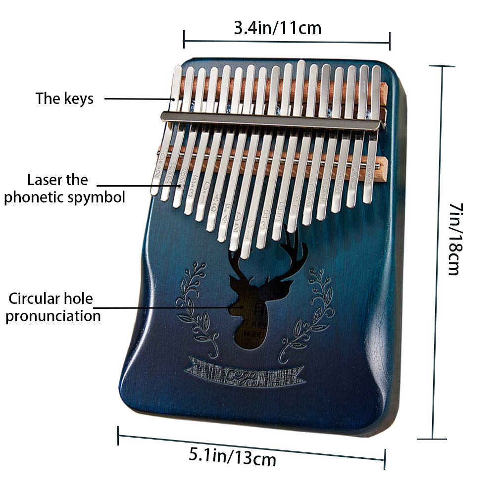 Kalimba 17 Keys Thumb Piano Built-In High-Performance Protective Box, Tuning Hammer and Kalimba Songbook for Kids Adult Beginners