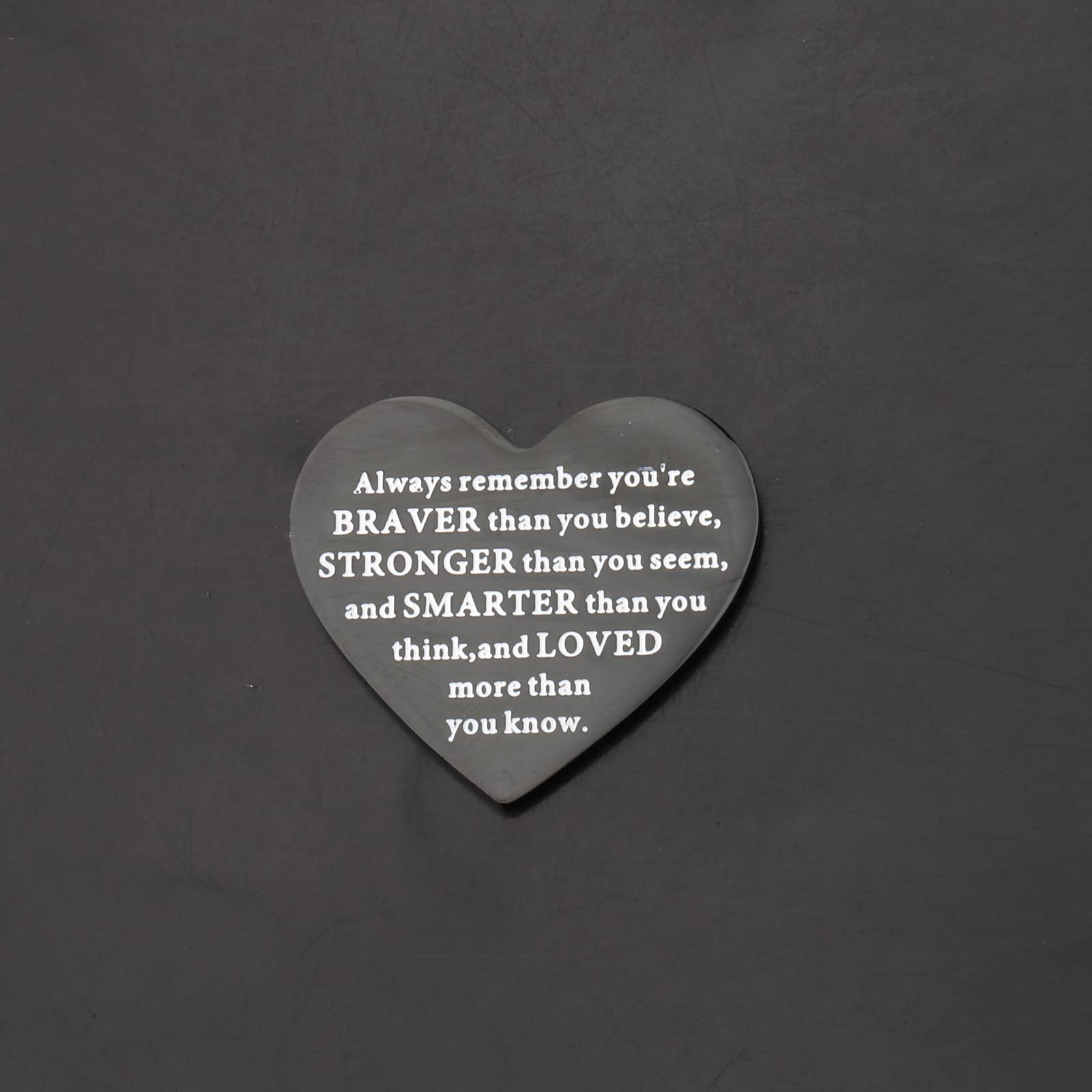KUIYAI Pocket Hug Token Always Remember You are Braver Than You Believe Token Inspiration Gift Long Distance Relationship Gift (AlwaysRememberHeartBLK)