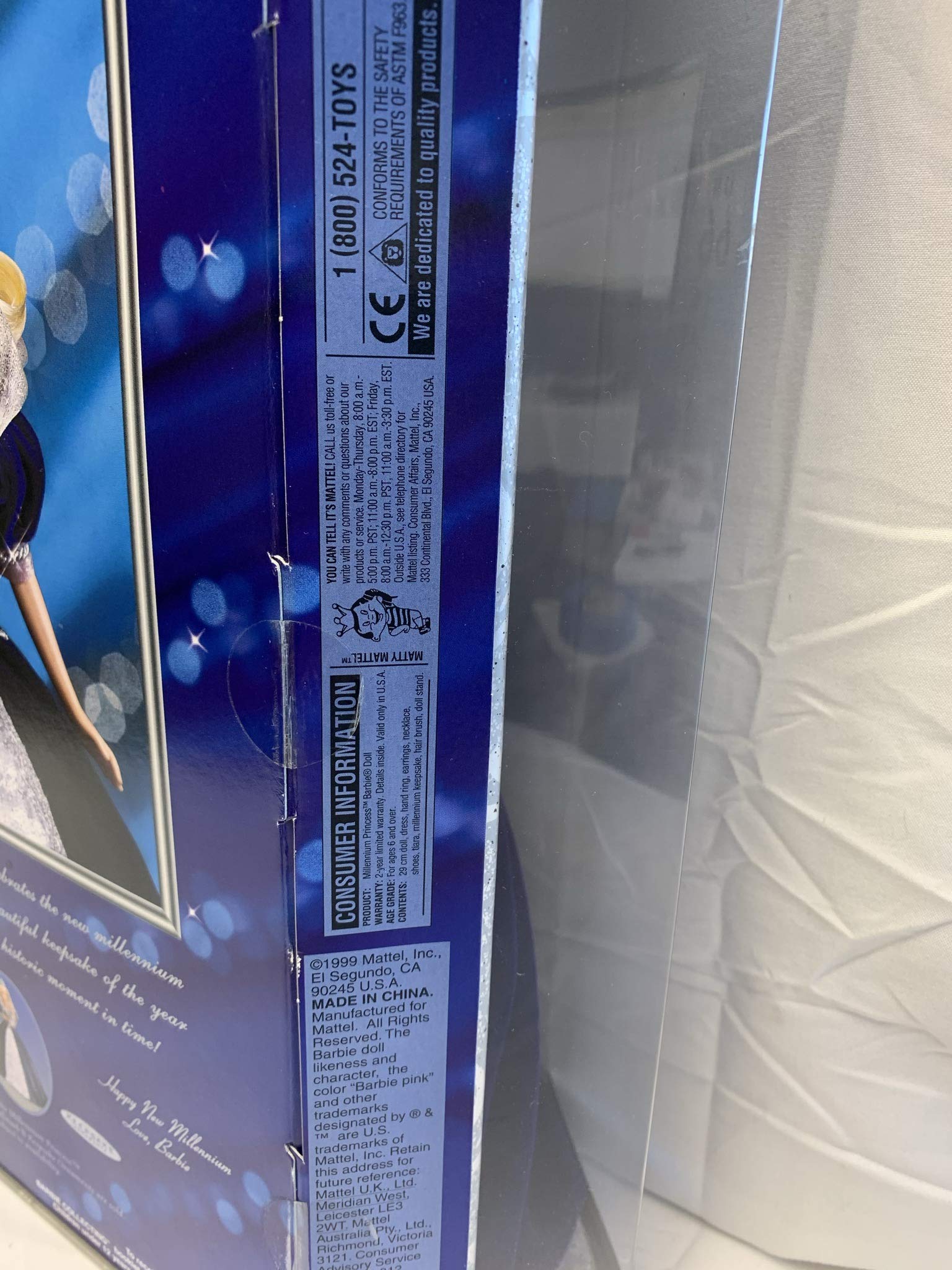 Holiday Barbie Special Edition Millennium Princess Mattel Year 1999 2000 with Swirl Background Inside Box