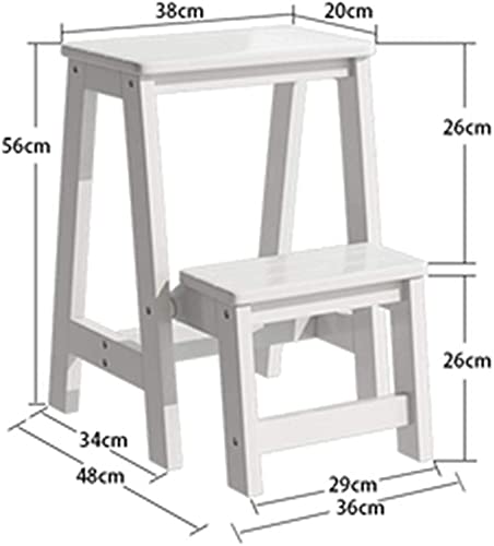 HCGZ Wooden Step Stool Step Small Foot Stair Seats Shelf Stepladder Solid Wood Widened Safety Foldable Shelving Ladder Portable Flower Rack Kitchen