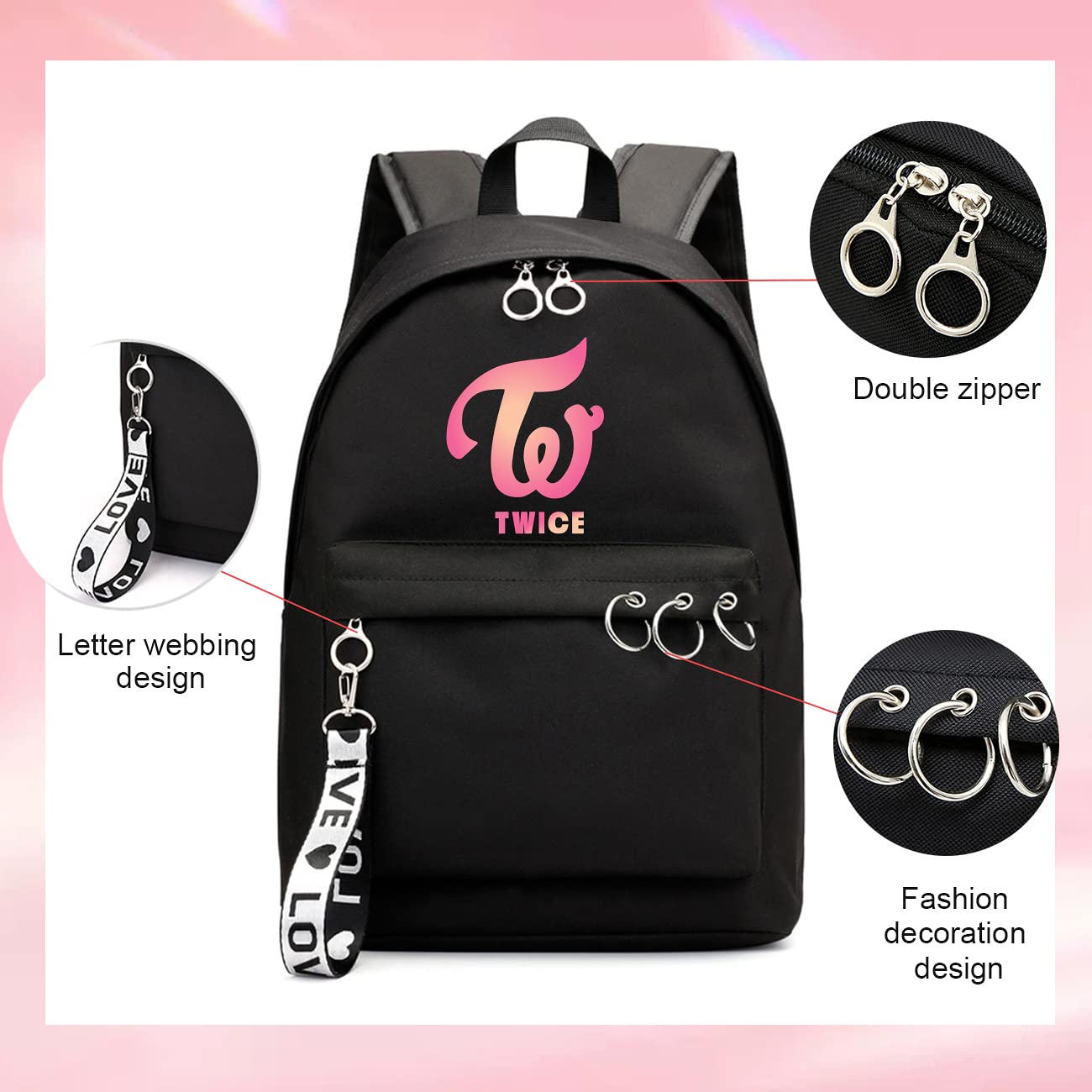 KAEFRA Casual Kpop New Twice Jeans Merch Backpack Bags Merchandise (KH003)