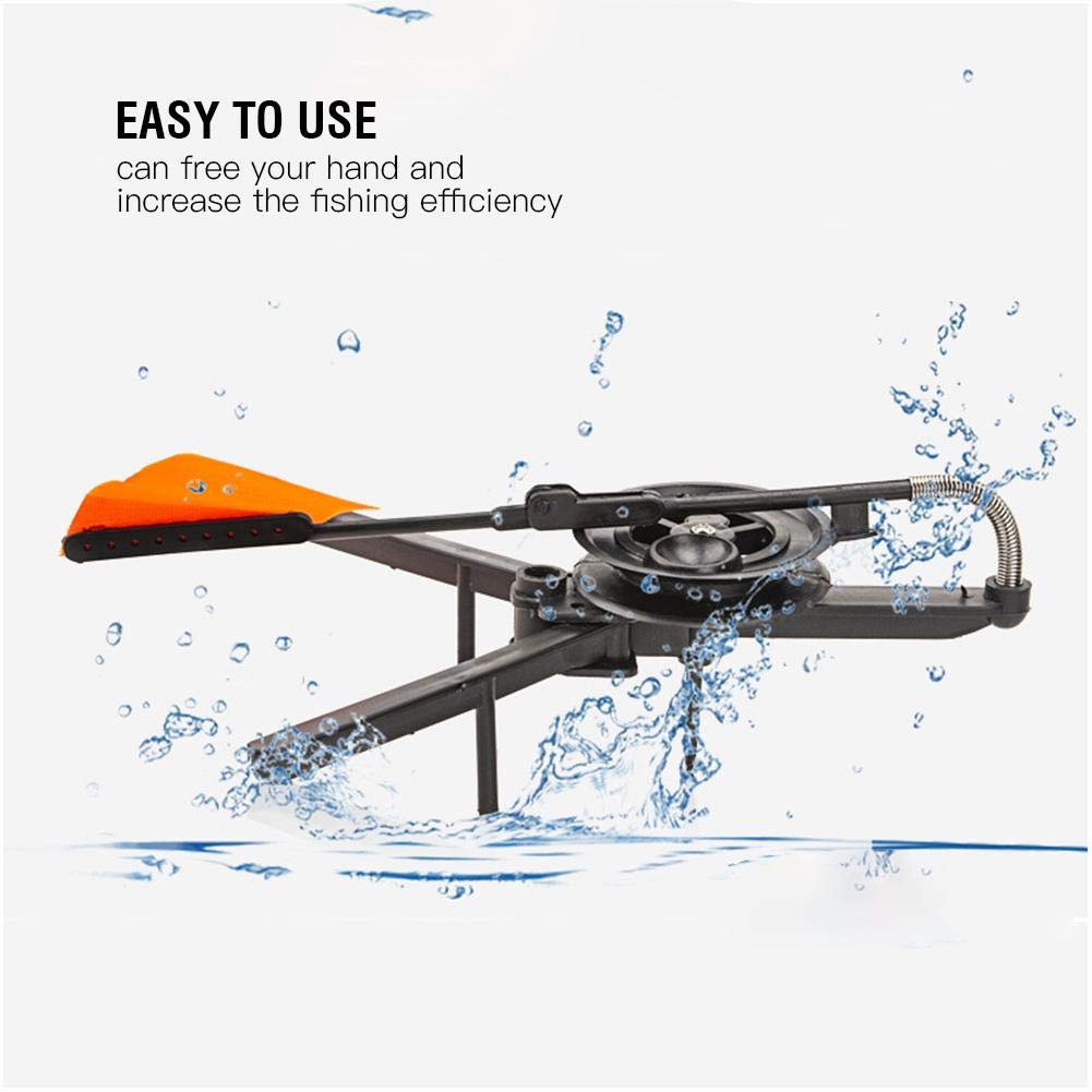 Ice Fishing Rod, Tip-Up Hand Compact Metal Pole Orange Flag for Ice Fishing Angler Tackle