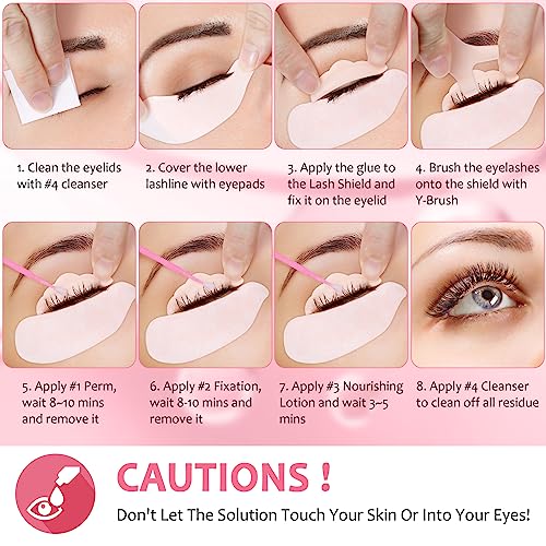Lash Lift Kit & Eyelash Perm Kit for Solon at Home, Professional Eyelash Curling Lash Extension Set, Including Eyelash Glue, 5 Size Lift Pads, Eye Gel Patchs, Lash Brush and Accessories