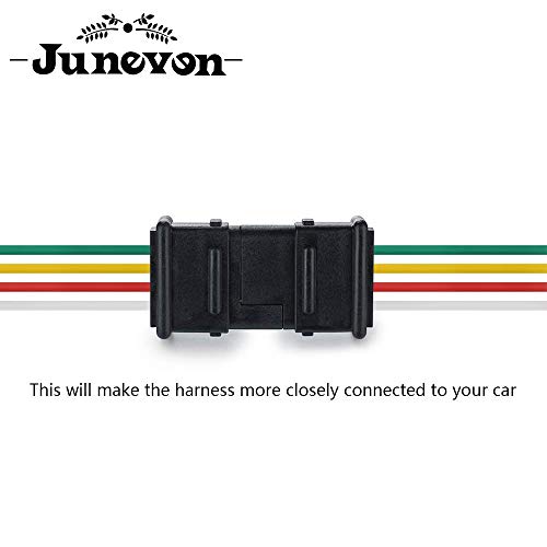 juneven 6ft 4 Wire 4-Flat Trailer Light Wiring Harness Kit 4 Way Trailer Wire Extension & Wishbone-Style with 18 Gauge White Ground Wire SAE J1128 Rated