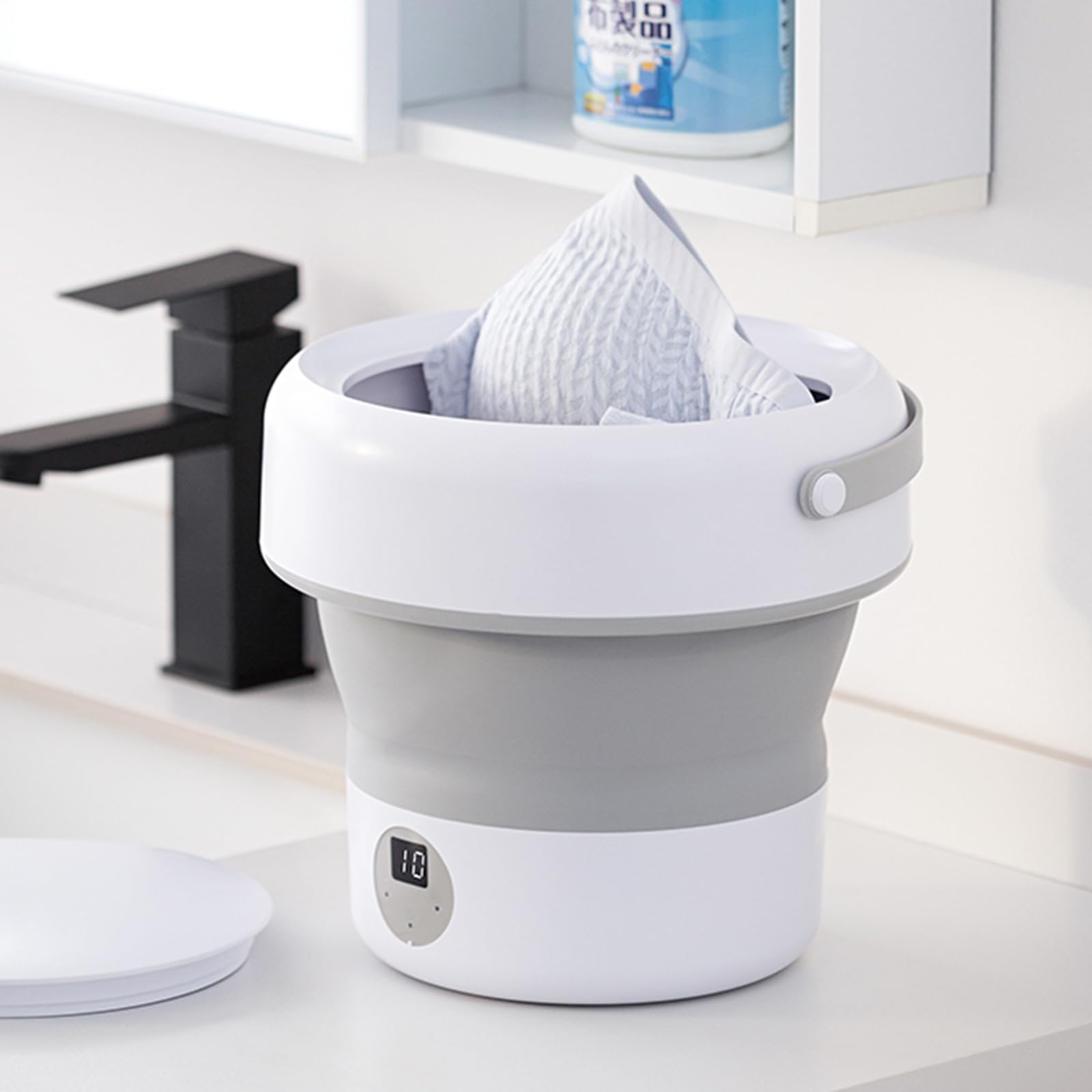 Joiena Portable Washing Machine Compact Foldable Mini Washer with Spin Basket, LED Display-Small Washer for Baby Clothes, Underwear, Socks and Small Items, Ideal for Apartments, RVs, or Travel