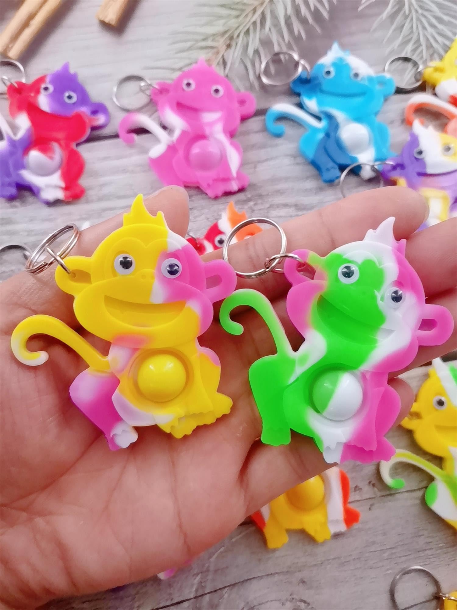 HOZKEAP 24 Packs Monkey Bulk Mini Pop Keychain,Birthday Gift Party Favors Supplies,for boy and Girl Student Award Gift…