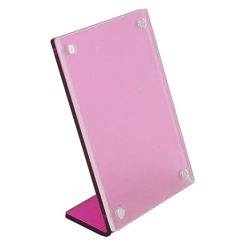 Jiawu Slanted Back Photo Frame, Self Standing Photo Frame Acrylic Multi Purpose Simple Operation for Office for Celebrity Mini Cards (Rose Red)