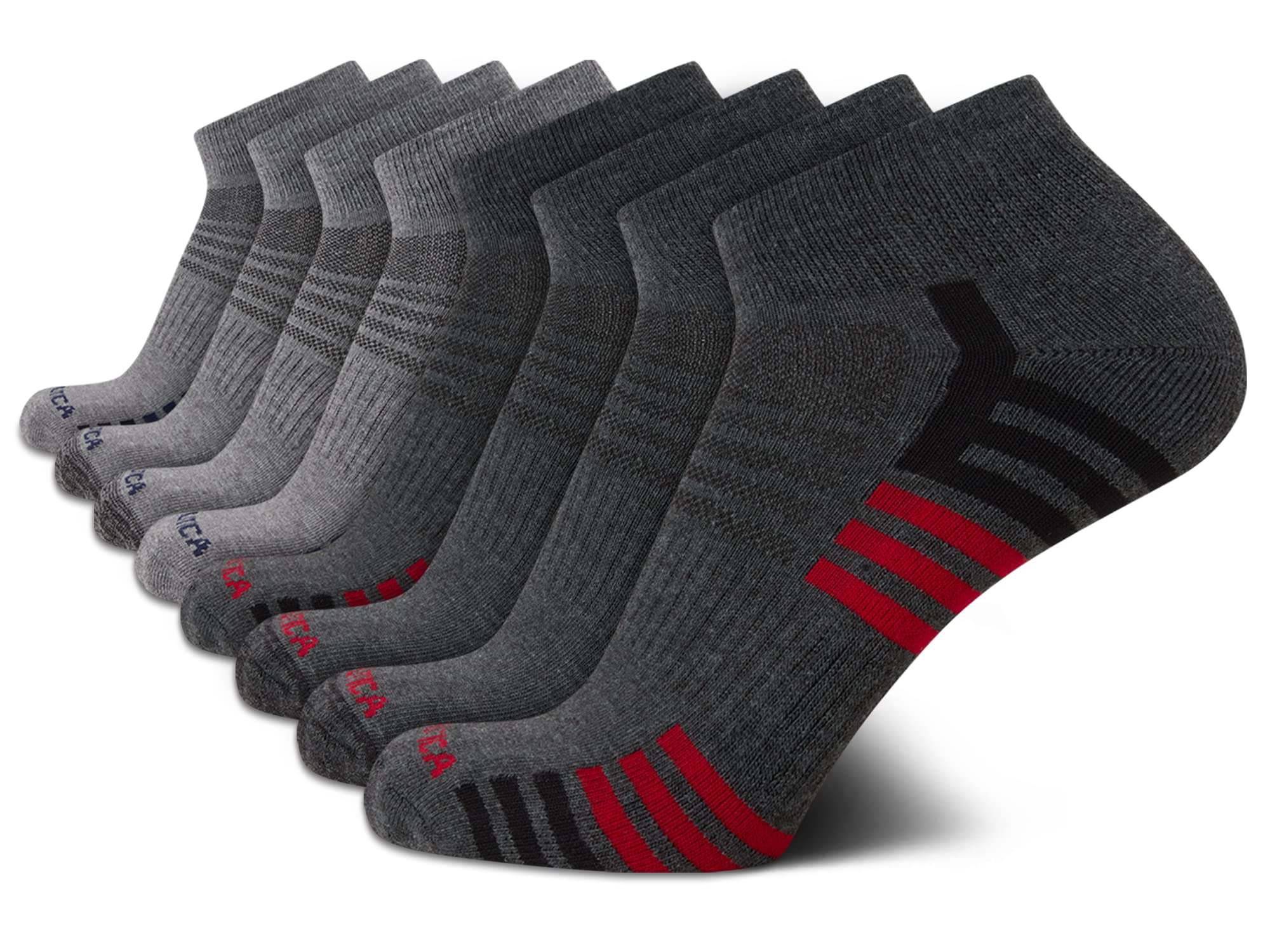 Nautica Men's Quarter Socks - 8 Pack Comfort Cushioned Athletic Ankle Socks for Men - Casual Men's Sports Socks, Size 6-12.5, White Multi