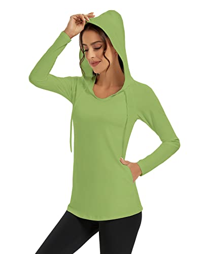 Vodi Mosa Lighweight Thin Hoodies For Women Summer Fall Athletic Hooded Sweatshirts Womens Sun Shirt(Green, L)