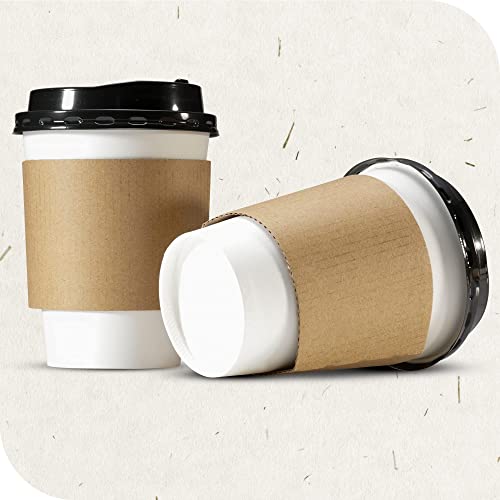 Kraft Paper Hot Cup Sleeve Jacket Holder | Corrugated Cardboard Protective Hot And Cold Insulator | Espresso Coffee Milk Tea Beverage And Hand Protector Fits 12/24oz Paper cups (Kraft, 200)