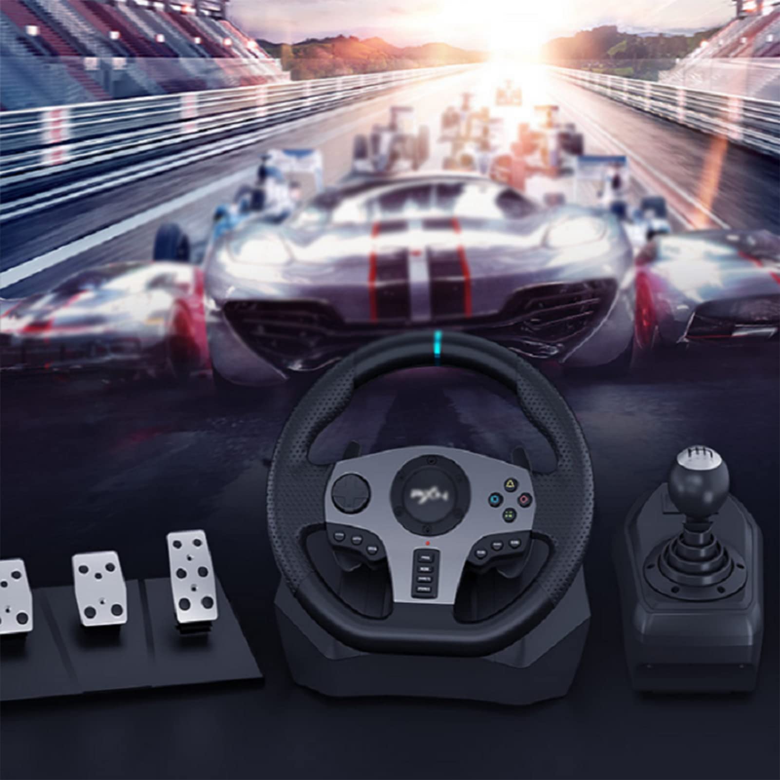 JISMCEKU Gaming Steewheel Gaming Steewheel Pedal Vibration Racing Steewheel Game Controller Fit for Xbox One Fit for Pc Fit for Ps 4