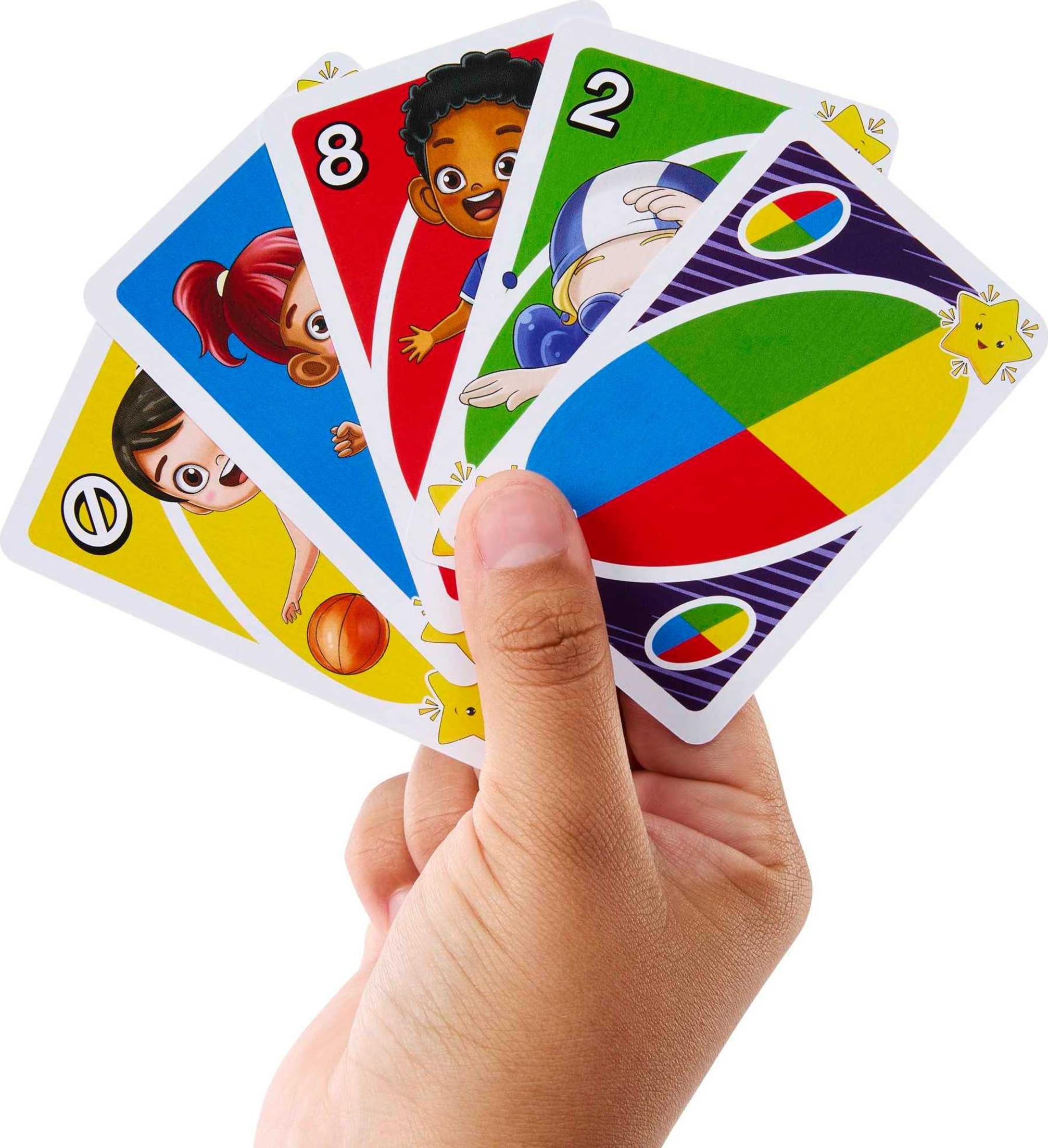 Mattel Games ​UNO Junior Move! Card Game for Kids with Active Play, Simple Rules, 3 Levels of Play and Matching