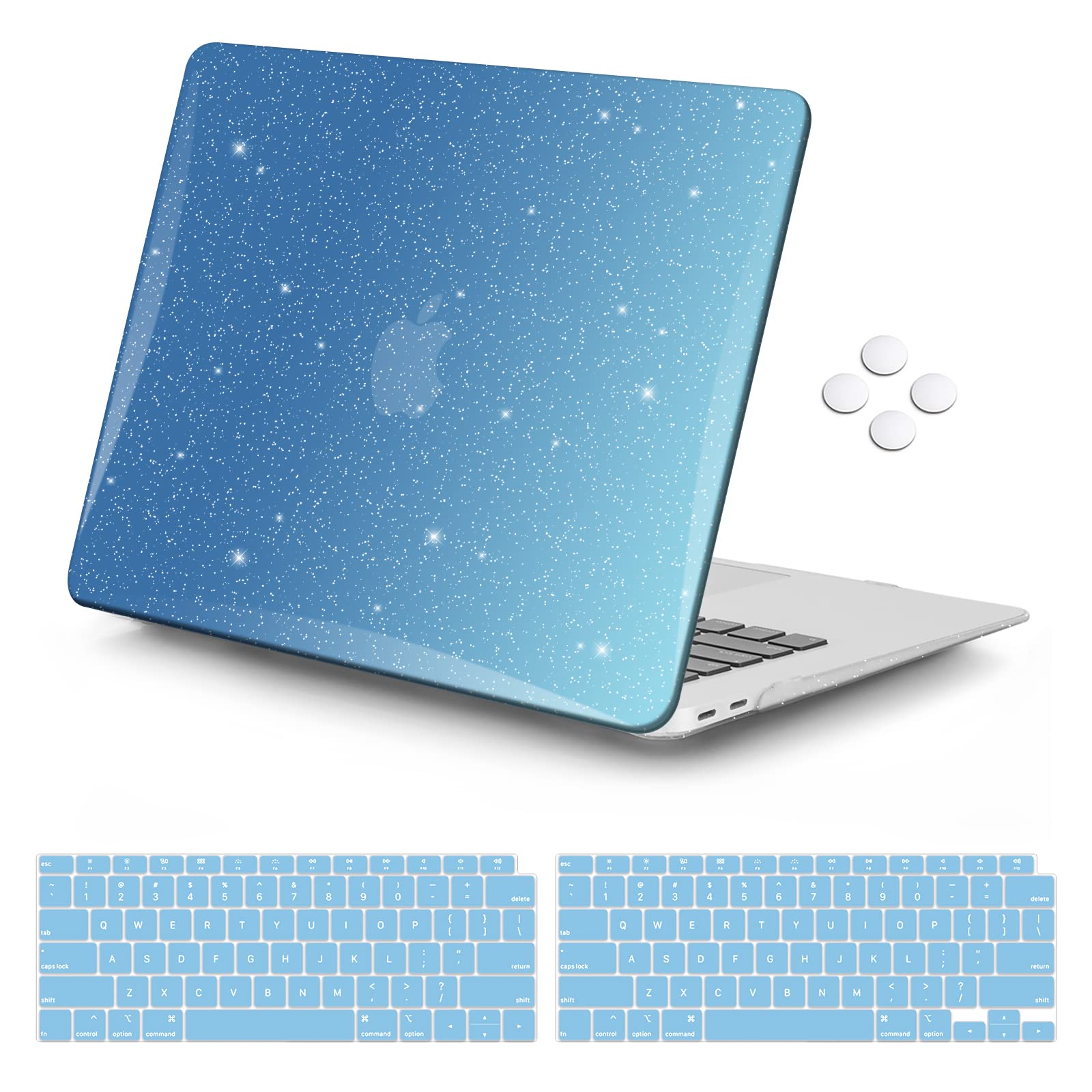 iCasso for MacBook Air 13.6 Inch Case 2022 2023 Release A2681 M2 Chip with Retina Display,Glitter Hard Shell Case for MacBook Air M2 + Keyboard Cover + Screen Protector -Glitter Pink