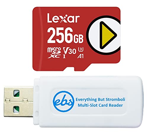 Lexar Play 256GB MicroSDXC Memory Card for Nintendo Switch, Switch Lite, Switch OLED Model Gaming Console (LMSPLAY256G-BNNNG) Class 10 Bundle with (1) Everything But Stromboli MicroSD & SD Card Reader