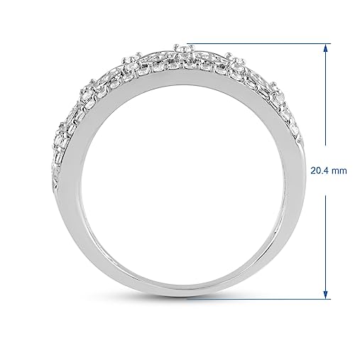 Jewelili 10k white gold 3/4 Cttw white Round Diamond Ring, size 7