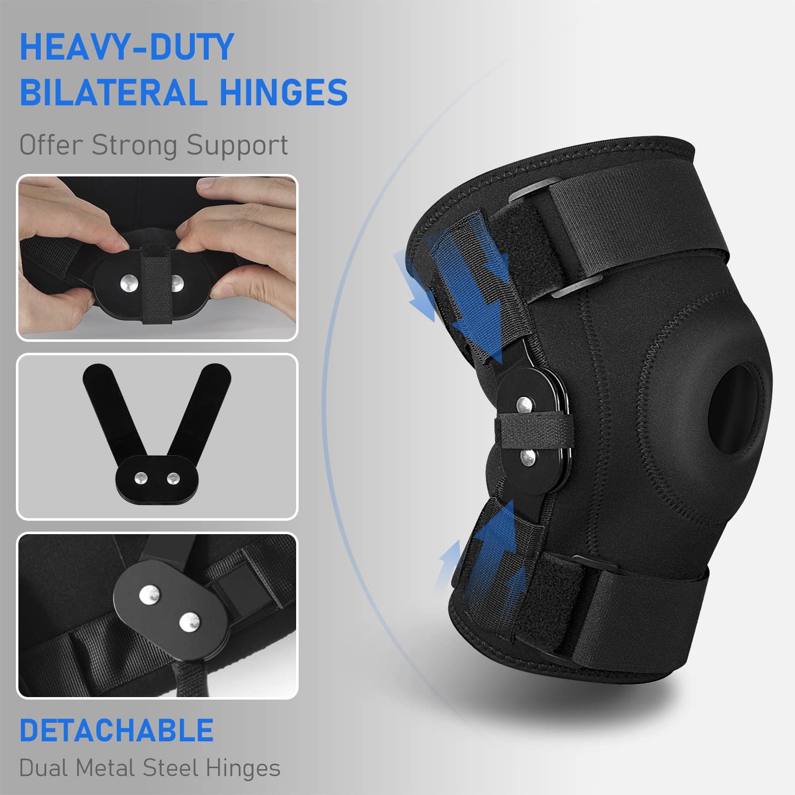 LOKYICOK Hinged Knee Brace, Stable Support for the Knee, Decompression Knee Brace, Adjustable for Men and Women, Knee Support for Swollen ACL, Tendon, Ligament and Meniscus Injuries (X-Large)
