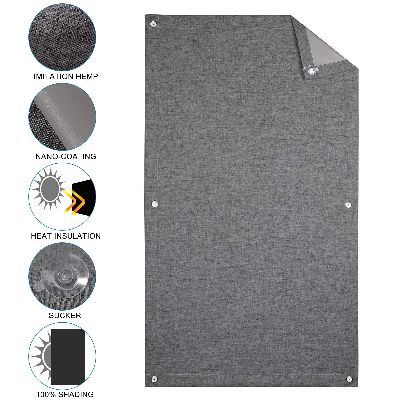 johgee Blackout Curtains, Blackout Window Blinds Shade for Bedroom Garden Car Office Travel (Black) (20mm Grey, 23.6"x45.3")