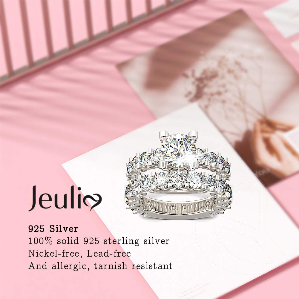 Jeulia 3.5 Carat Round Cut Sterling Silver Wedding Ring White Diamond Cubic Zirconia Bridal Engagement Rings Solitaire Bridal Set Anniversary Valentine’s Gift with Beautiful Jewelry Box (8)
