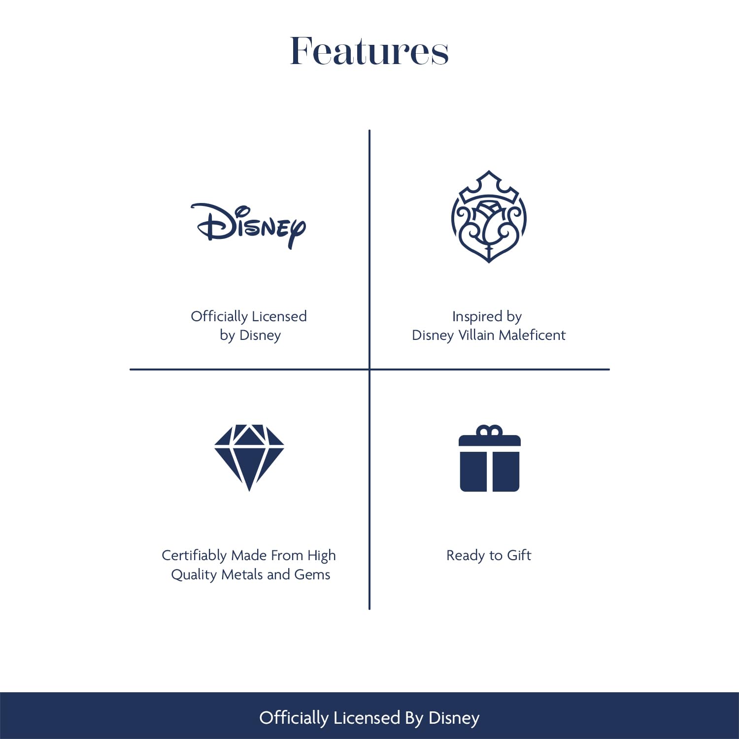 Jewelili Enchanted Disney Fine Jewelry Sterling Silver with Black Rhodium 1/6 Cttw Diamond Maleficent Ring Size 8