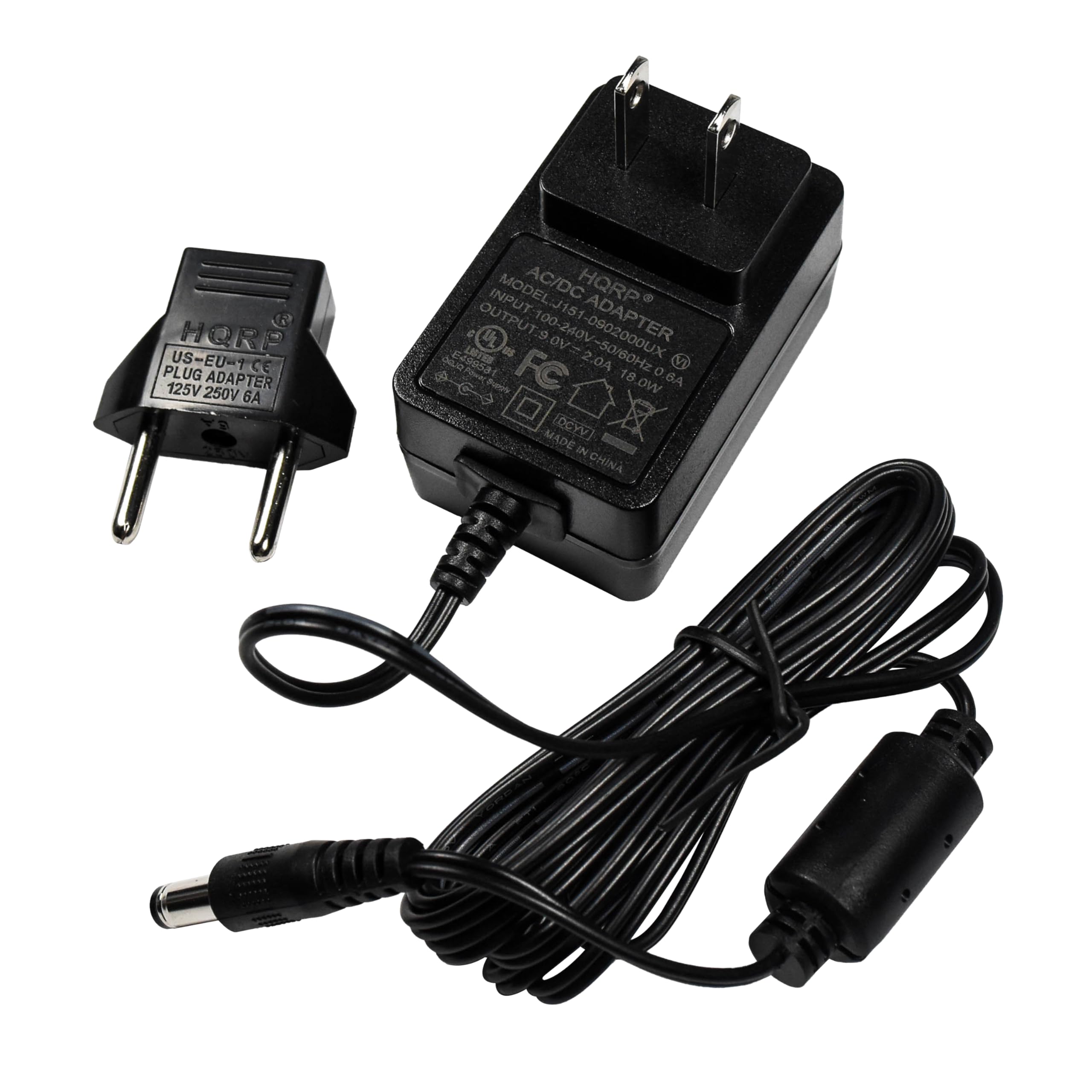 HQRP AC Adapter compatible with Concertmate 1000 1000M 1070 410 660 670 680 690 900 970 980 Keyboard Power Supply Cord Adaptor Radio-Shack + Euro Plug Adapter
