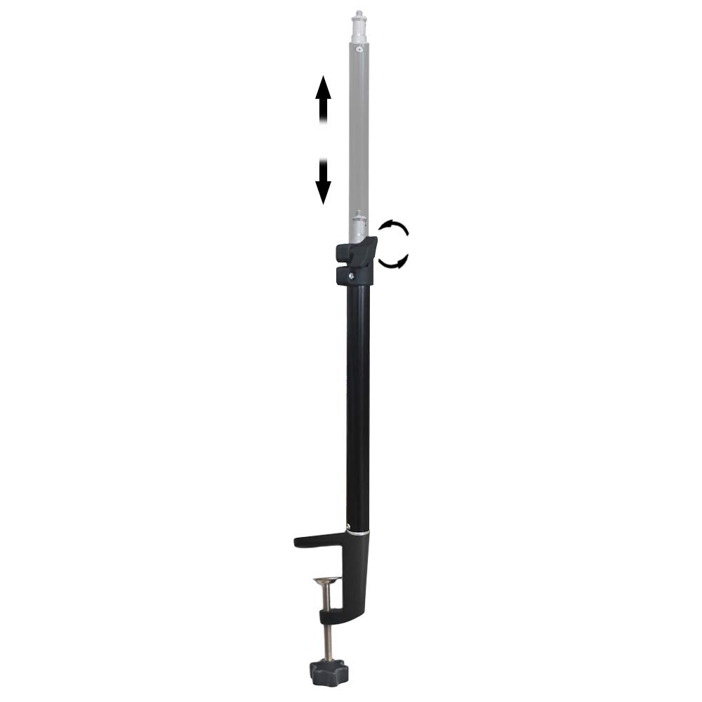 Inkeltech Desk Mounting Stand - 12.0-19.5 inch Adjustable Tabletop Aluminum Light Stand with 1/4" Screw Tip for Ring Light, Video Light, DSLR, Action Camera