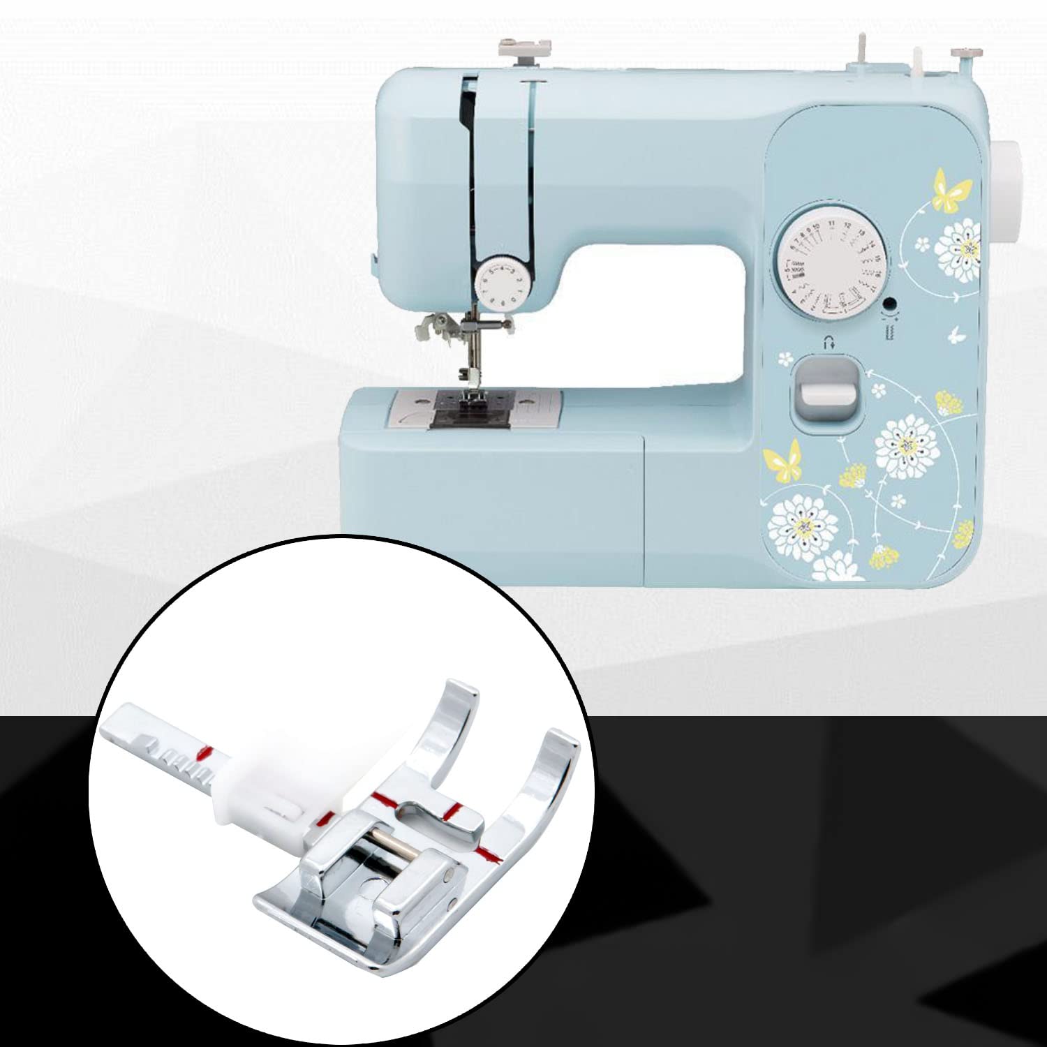 Homstco Adjustable Guide Sewing Machine Presser Foot, 2PCS Fits for Brother, Babylock, Singer, Elna, Janome, Juki, New Home, Euro-Pro, Kenmore
