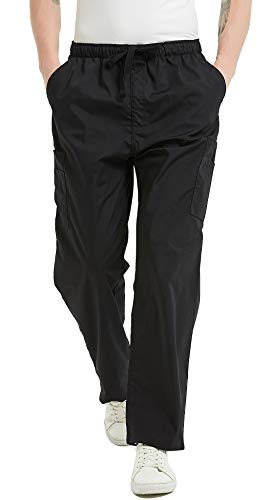 VOGRYE Men's Scrubs Pant Cargo Scrubs Pant with Poctets (M, Black)