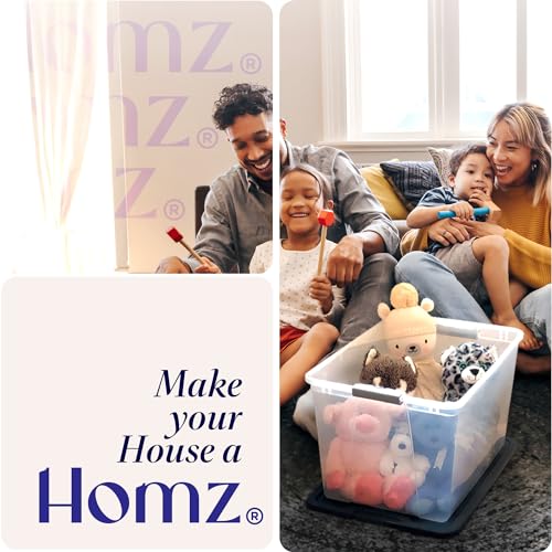 HOMZ Durabilt 15-Gallon Storage Tote with Flip Lid, Heavy-Duty Storage Bin with Snap-on Lid, Black and Yellow, 2 Pack