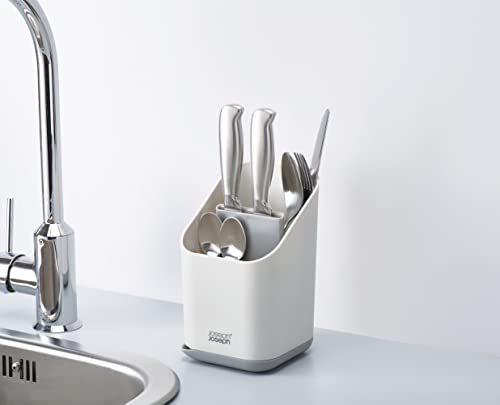 Joseph Joseph Duo Kitchen Sink Cutlery Drainer with Knife Slot, Kitchen Sink Drying Rack Cutlery Organizer, Grey