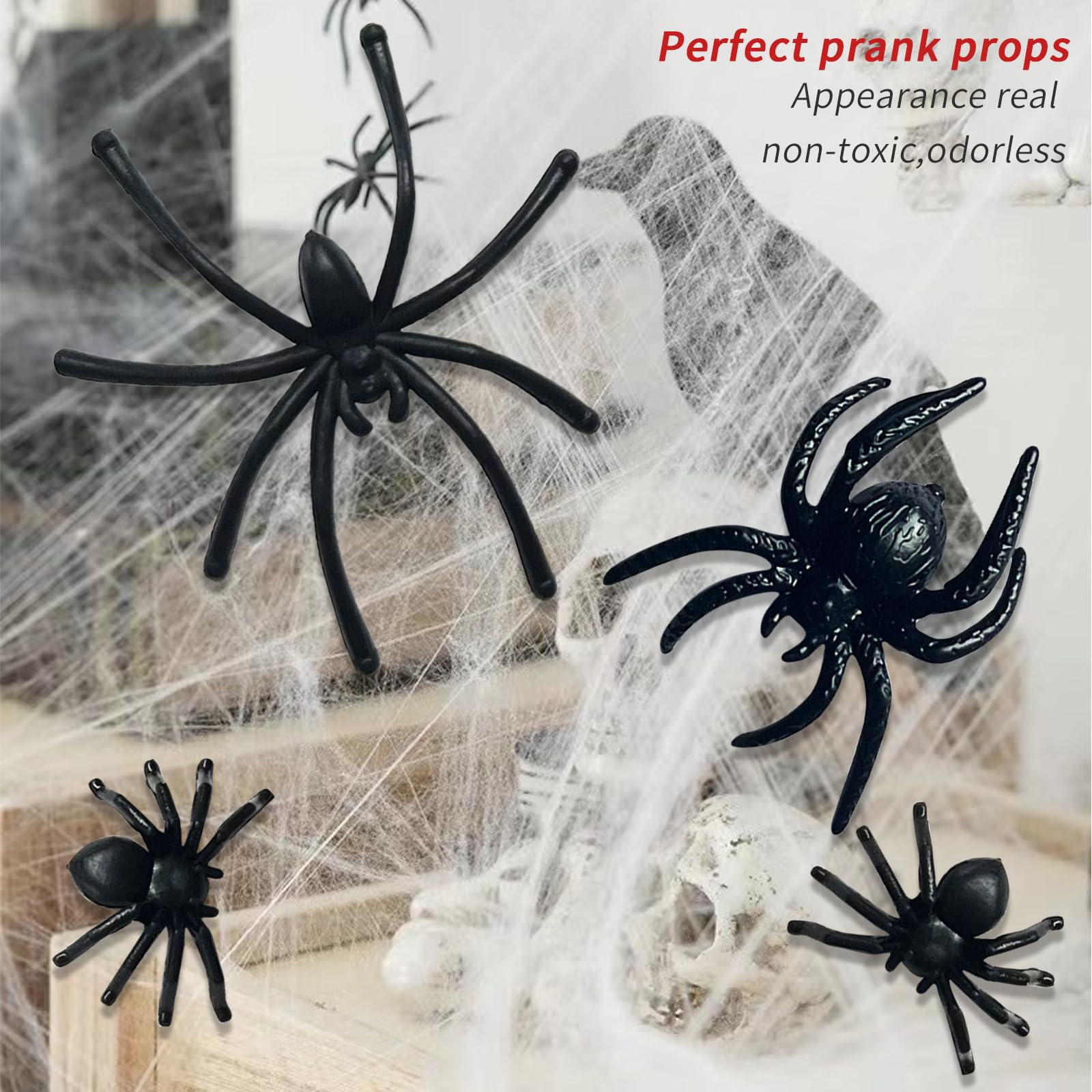 huihaochenggong fake spider plastic spiders 100 Pieces halloween spider Halloween Prank Props for Halloween Home Party Decorations