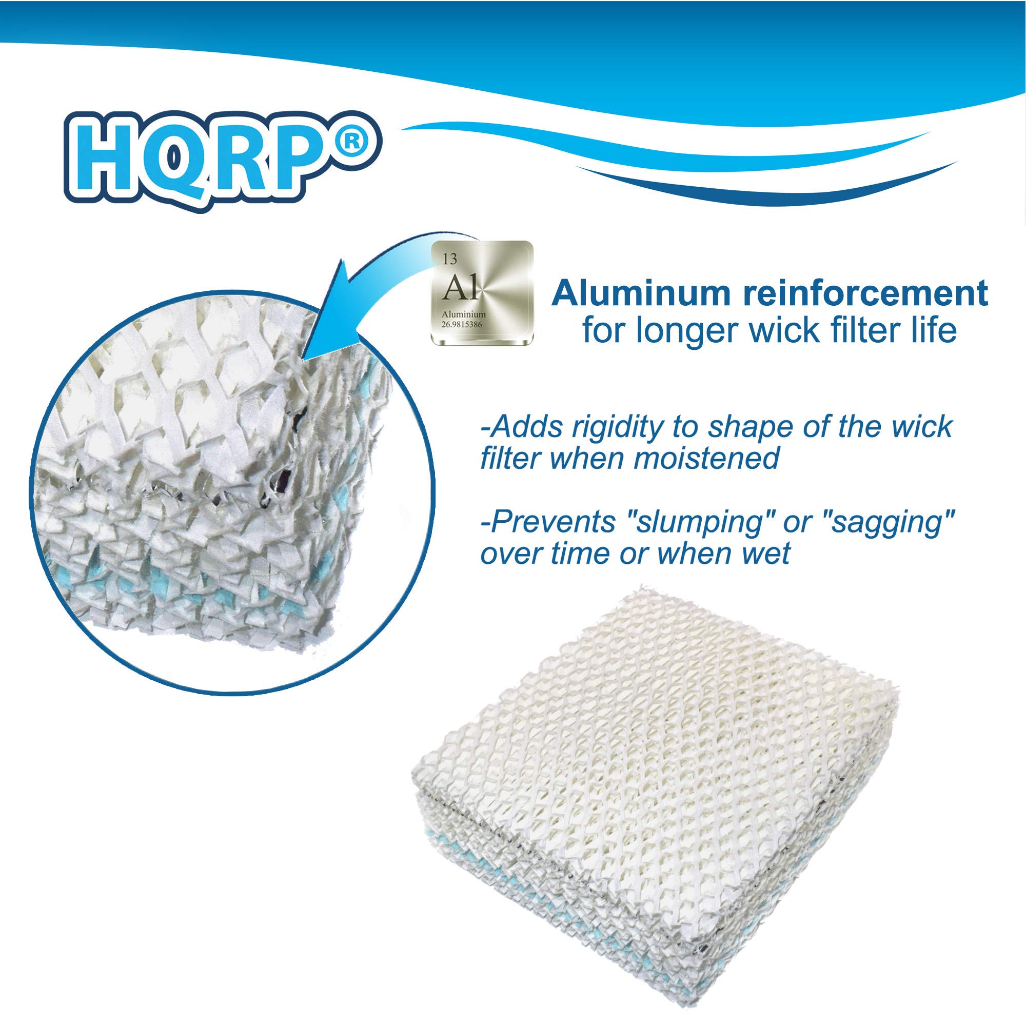HQRP Wick Filter Replacement Compatible with Bemis Essick Air AIRCARE SS390DWHT, 826000, 826800, 826600, 826900, 821000, 821001, 831000 Evaporative Humidifiers