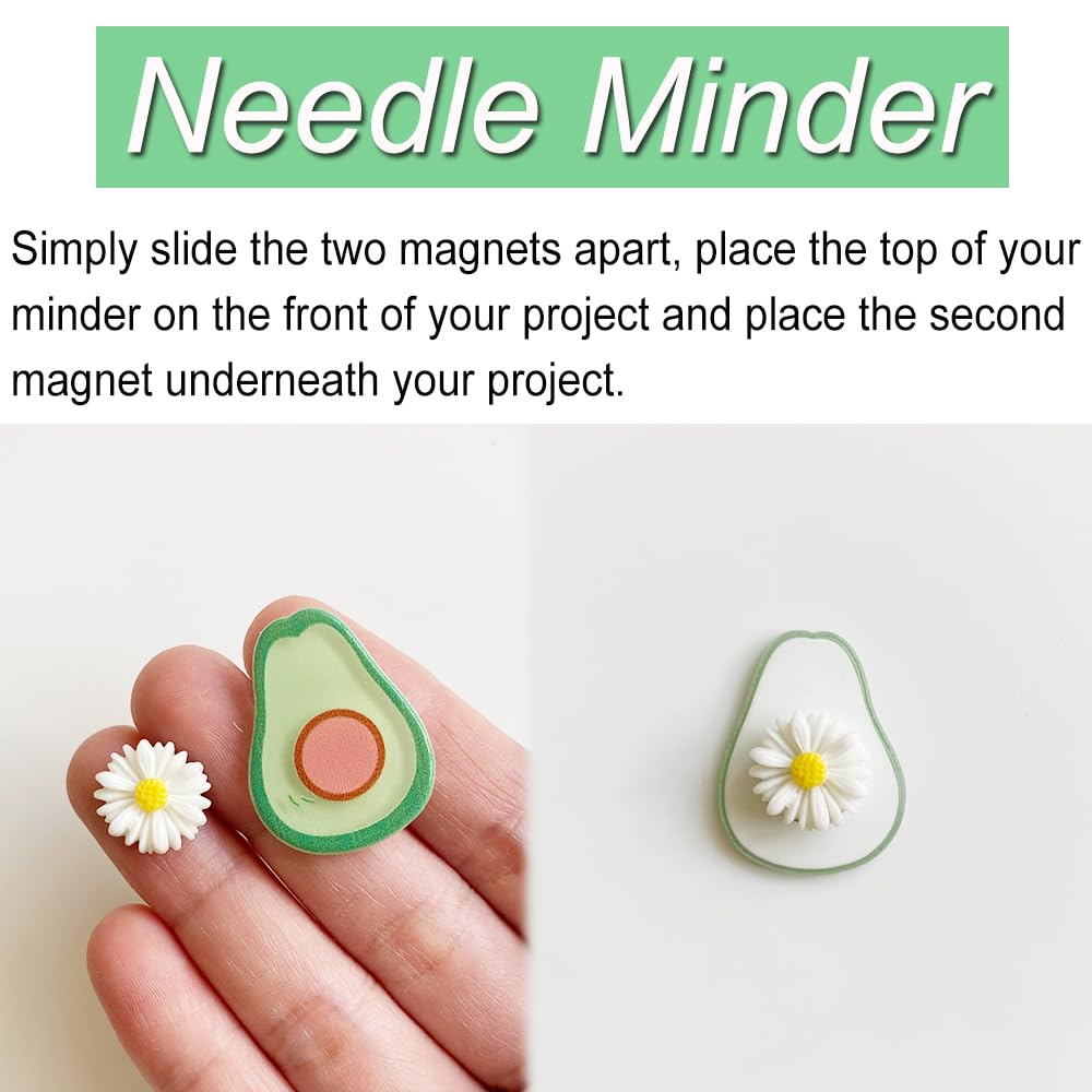 ZDDPDJ Cute Avocado Needle Case Magnetic Sewing Storage Container with Fruit Needle Minder Magnet for Cross Stitch Embroidery Needlepoint Craft Accessories