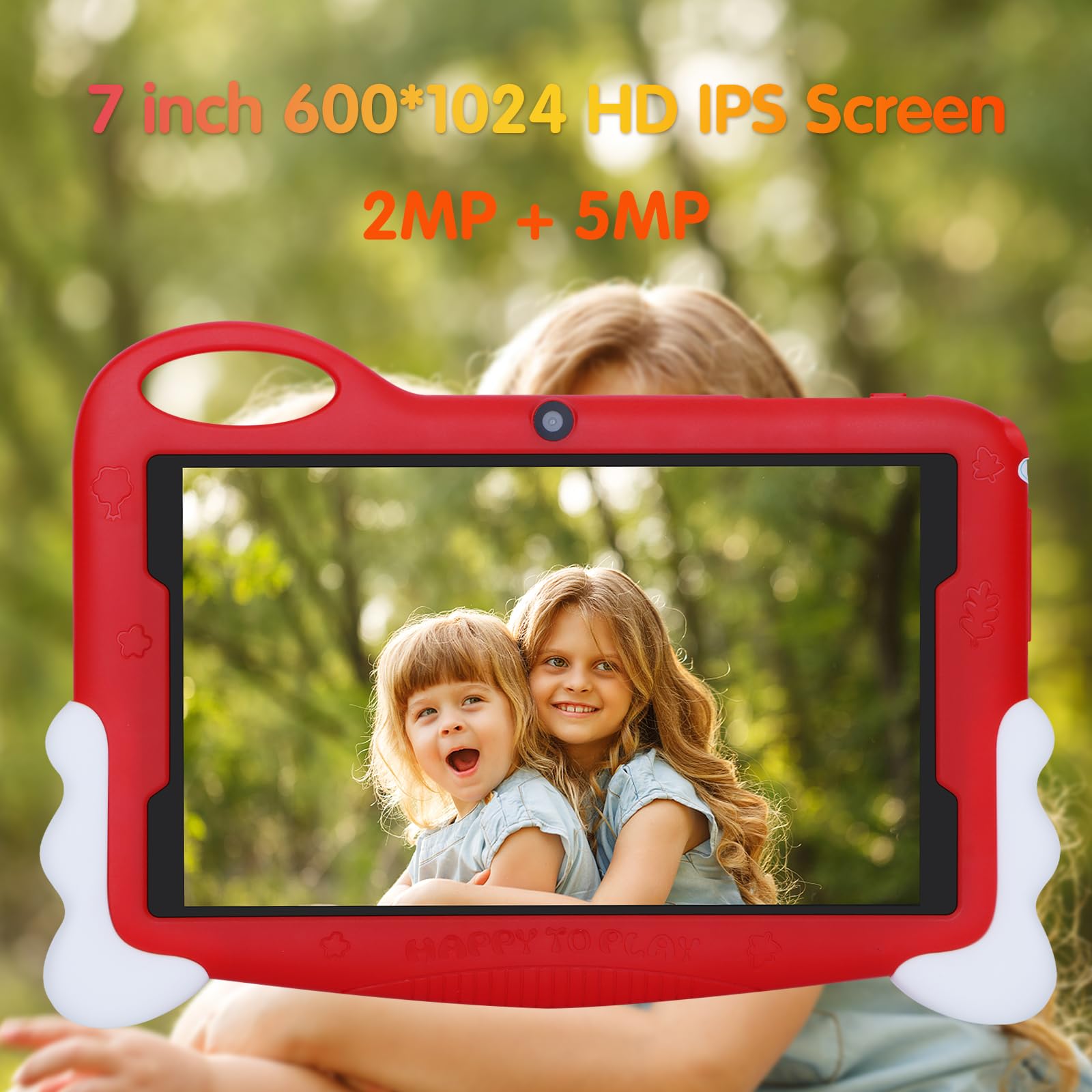 Kids Tablet for Toddlers, Android 13 7 Inches Toddler Learning Tablet, 32GB ROM Storage Dual Cameras Children Educational Kids Tablet PC(Red)