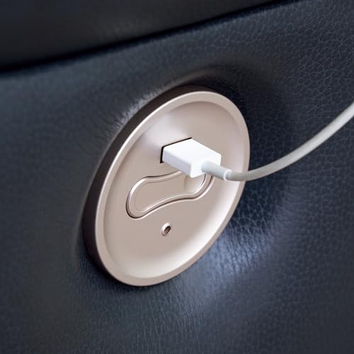Signature Design by Ashley Leesworth Modern Leather Match Power Reclining Loveseat with USB Charging Ports, Blue