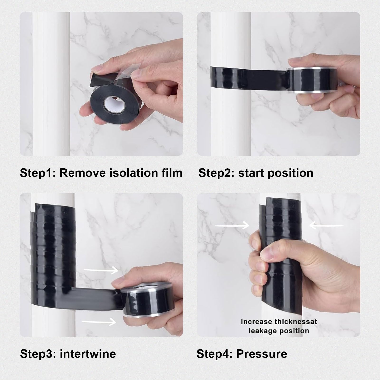 SIKEDEPRO Seal Self Fusing Silicone Tape, 2 Rolls 1inx10' Weatherproof Pipe Repair Tape, Heavy Duty and Leak Proof Rubber Pipe Tape,Flex Seal Tape for Emergency Pipeline Repair/Cable Bandage/(Black)