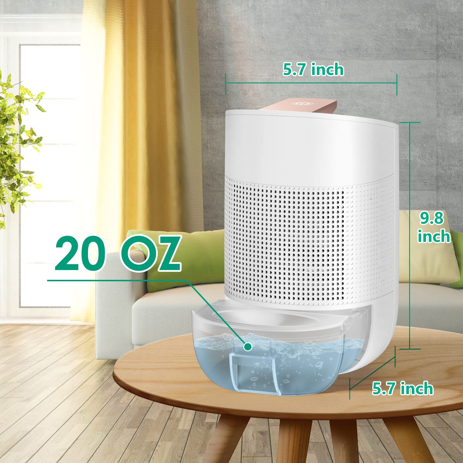 NineSky Dehumidifier, Small Dehumidifiers for Bathroom Bedroom with Auto Shut Off, 20 OZ Mini Dehumidifier for Home, White
