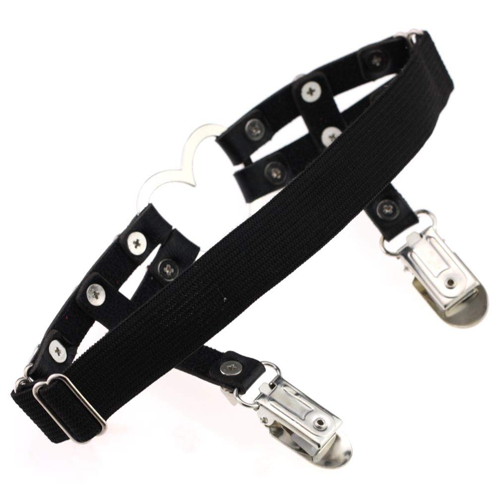 Jurxy 2PCS Gothic Studded Heart Garters Leg Ring Leg Elastic Punk Harness Garter Belt Adjustable Suspender with 2 Metal Clips – Black