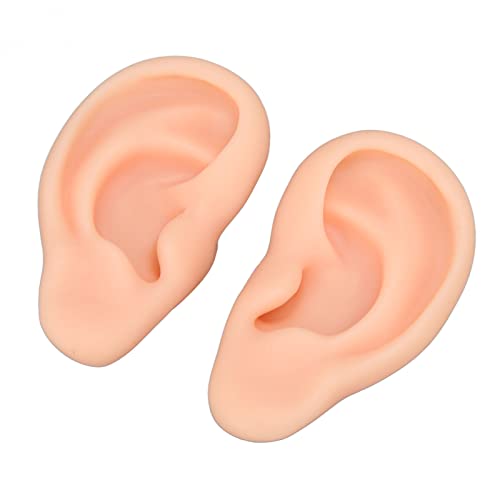 Silicone Ear Nose Model, Piercing Training Model Silicone Ear Model for Beginners, Simulated 3D Nose and Mouth Model, Teaching Tool for Piercing Exercises (Light Skin Color)