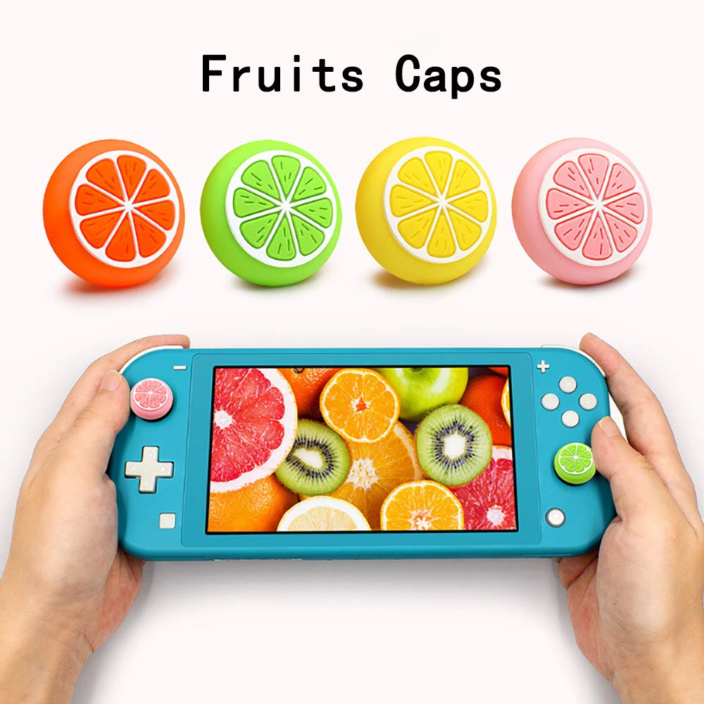 Lemon Joystick Thumb Grips Cover Stick Thumbstick Caps for Nintendo Switch NS Nitendo Switch Lite NS JoyCon 4PCS (2 Green 2 Orange)