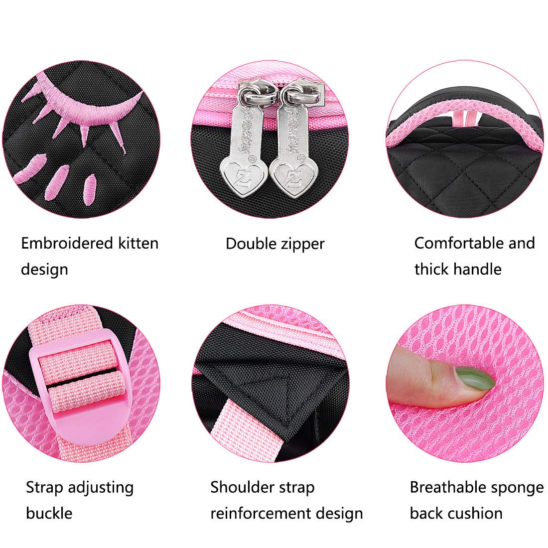 Junlion Girls Bow-knot Backpack Set Elementary School Bag with Lunch Bag Cute Daypack Gift for Princess Girls Preschool Black